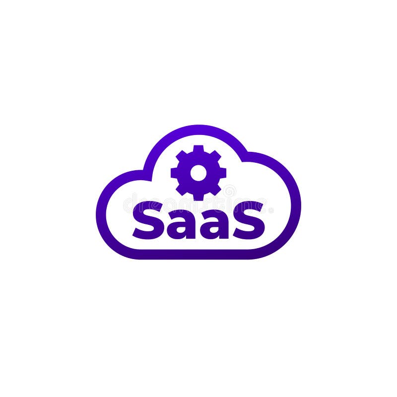 SaaS Icon with a Cloud and Gear Stock Vector - Illustration of ...