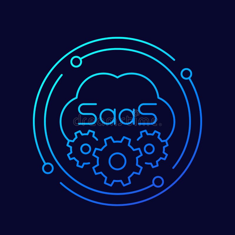 Saas icon on white, vector stock vector. Illustration of technology ...