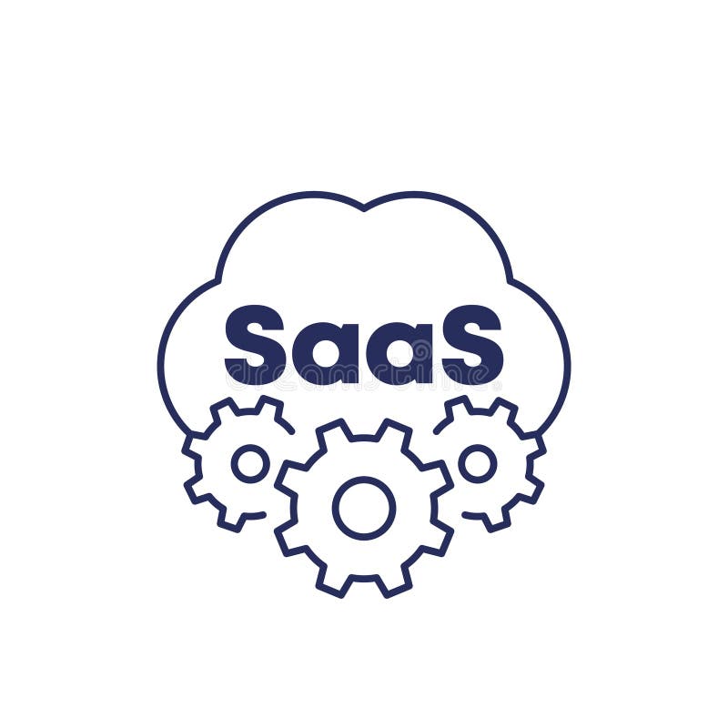 Saas icon on white, vector stock vector. Illustration of technology ...