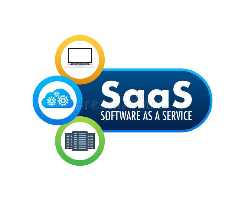SaaS - Software As a Service. Cloud Sevice, Synchronize. Vector ...