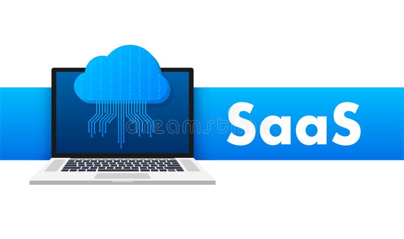 SaaS - Software As a Service. Cloud Sevice, Synchronize. Vector ...