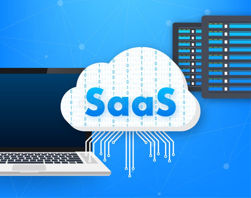 SaaS - Software As a Service. Cloud Sevice, Synchronize. Vector ...