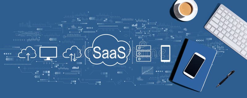 SaaS - Software As a Service Concept with Computer Keyboard and Office ...