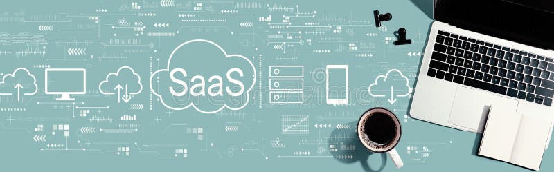 SaaS - Software As a Service Concept with a Laptop Computer Stock Photo ...