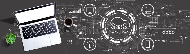 SaaS - Software As a Service Concept with a Laptop Computer Stock Photo ...