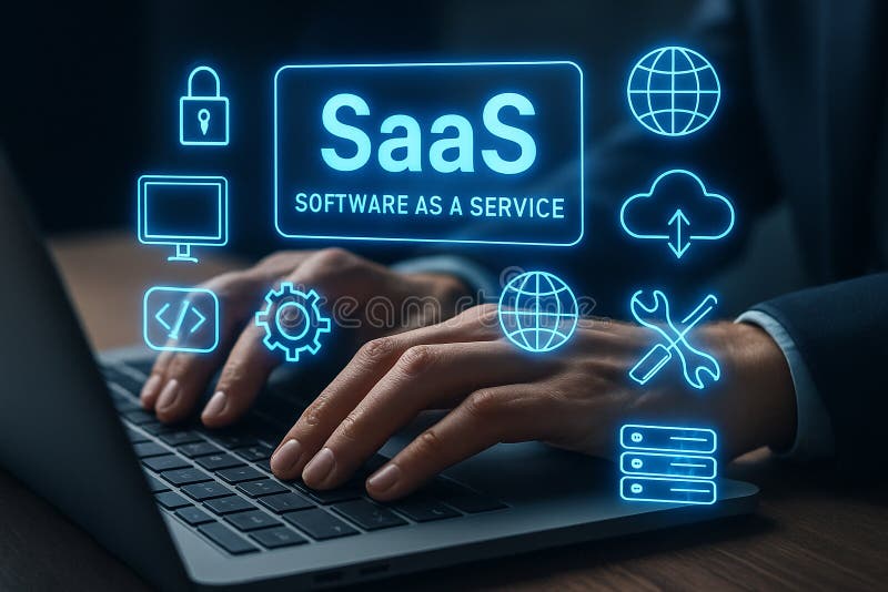 Saas Software Cloud Computing Technology Internet Service Business Data Network Online Solution ...