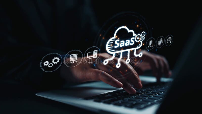 SaaS Software As a Service Platform Cloud System Elide Stock Footage ...