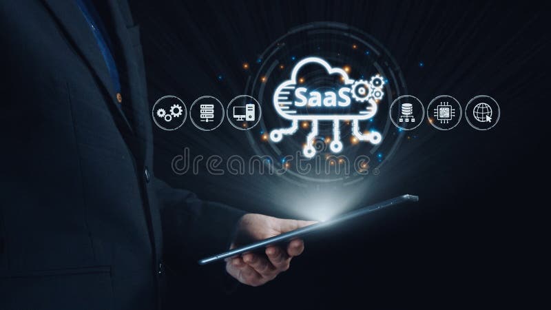 SaaS Software As a Service Platform Cloud System Elide Stock Image ...