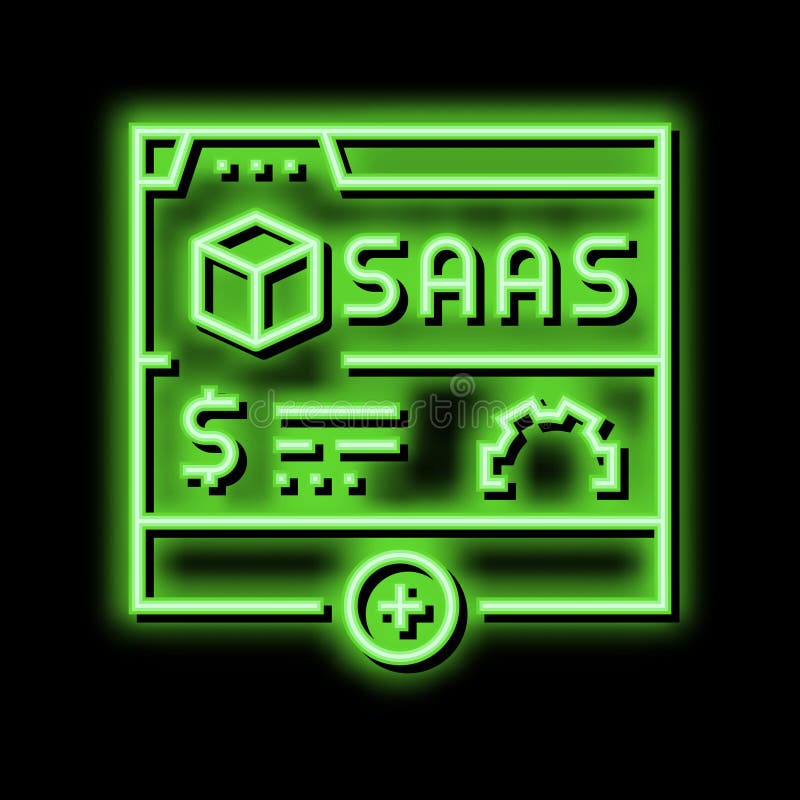 Saas Subscription Neon Glow Icon Illustration Stock Vector ...