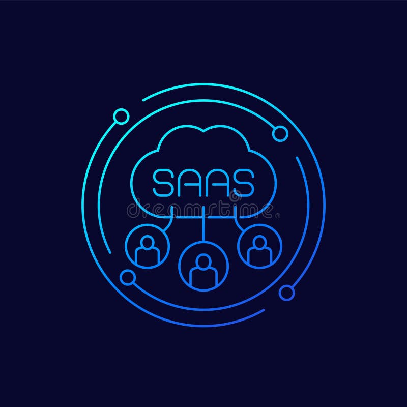 Saas Users Icon, Software As a Service Line Design Stock Vector ...