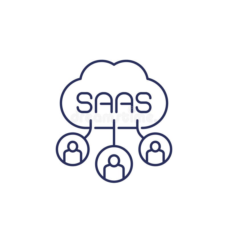 Saas Users Line Icon, Software As a Service Vector Stock Vector ...
