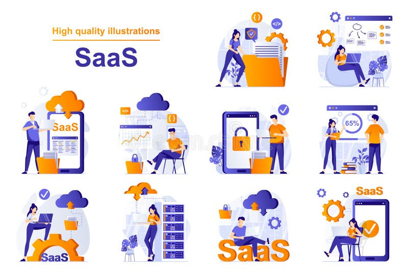 SaaS Web Concept with People Scenes Set in Flat Style Stock Vector ... SaaS Web Concept with People Scenes Set in Flat Style Stock Vector ...