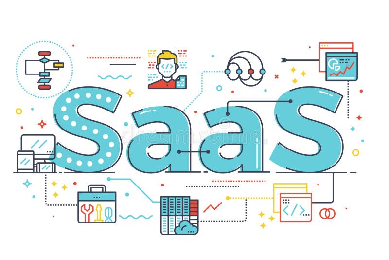 SaaS-Wortillustration vektor abbildung. Illustration von netzwerk ... SaaS-Wortillustration vektor abbildung. Illustration von netzwerk ...