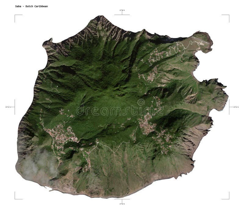 Saba - Dutch Caribbean Shape on White. High-res Satellite Stock ...