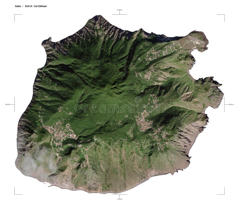Saba - Dutch Caribbean Shape on White. Low-res Satellite Stock ...