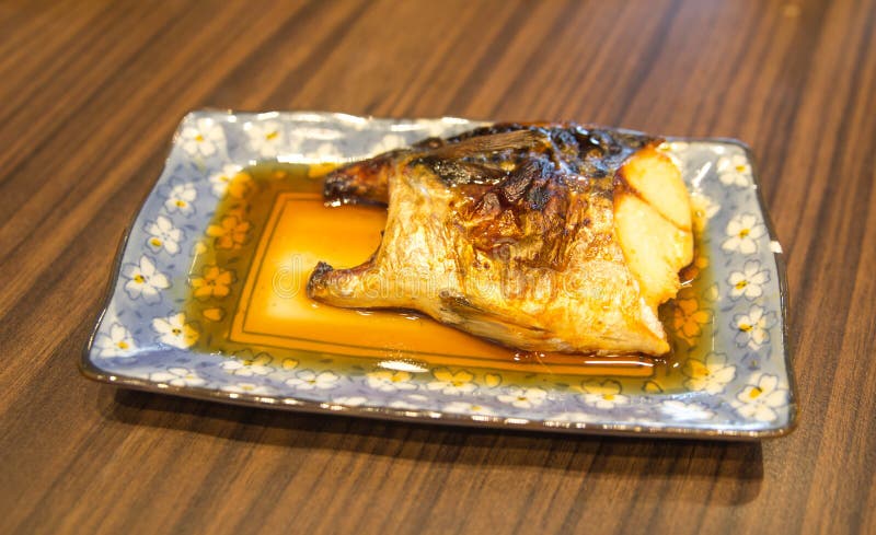Grilled Saba Fish Steak with Teriyaki Sauce - Japanese Food Style. Hand ...