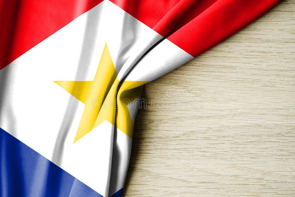 Saba Flag. Fabric Pattern Flag of Saba. 3d Illustration Stock ...
