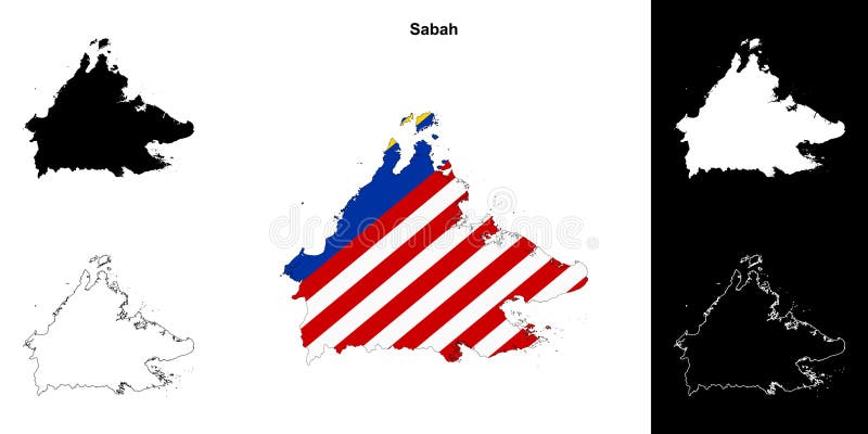 Sabah outline map stock illustration. Illustration of icon - 324287744