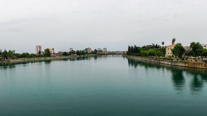 Sabanci Mosque and Seyhan River on a Cloudy Day Editorial Photography ...