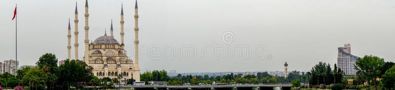 Sabanci Mosque and Seyhan River on a Cloudy Day Editorial Stock Photo ...