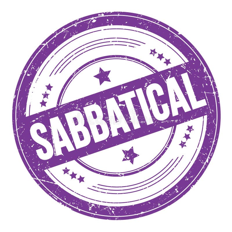 SABBATICAL Text on Violet Indigo Round Grungy Stamp Stock Illustration ...