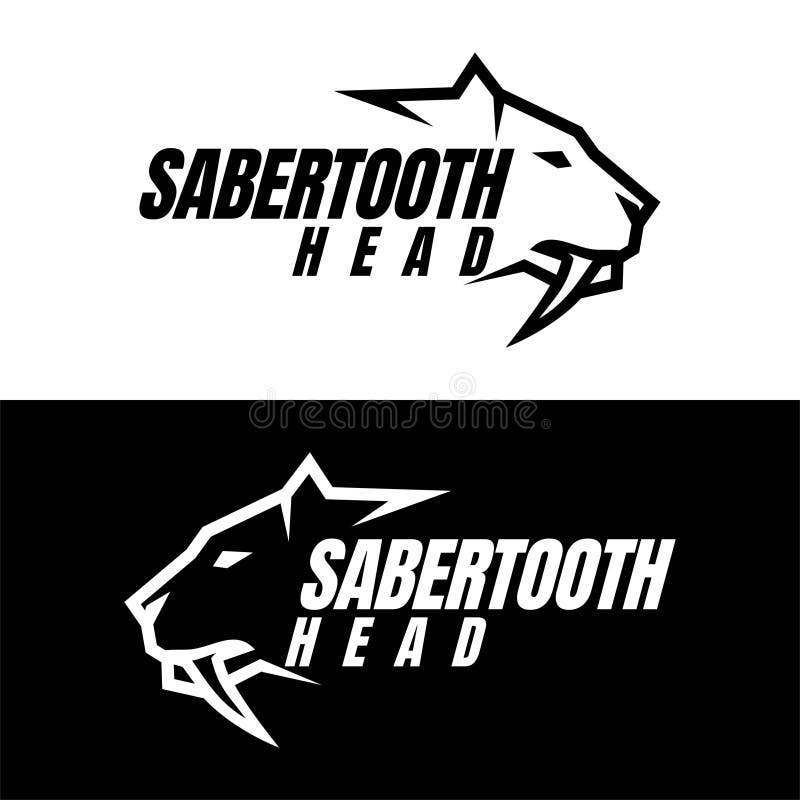 Sabertooth Head Line Logo Design Vector Stock Vector - Illustration of ...