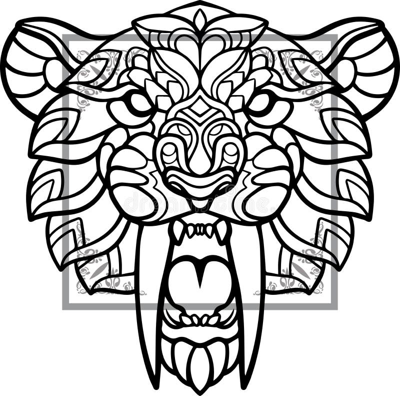 Sabertooth Black White Stock Illustrations – 56 Sabertooth Black White ...