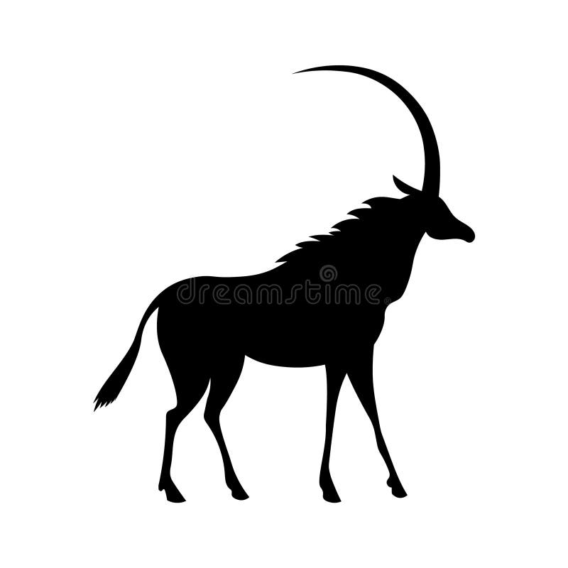 Sable Antelope. Vector Black Silhouette. Stock Vector - Illustration of ...