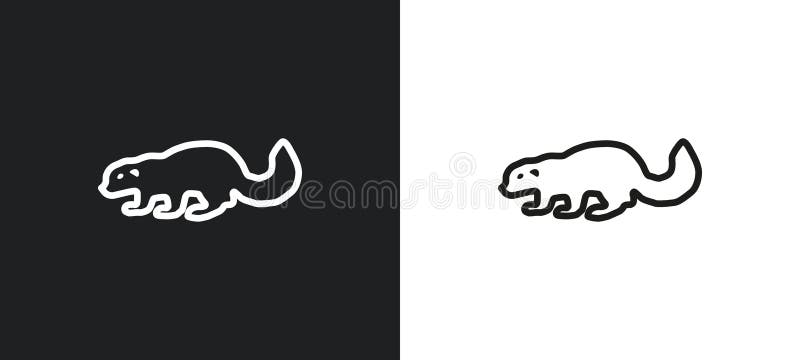 Sable Outline Icon in White and Black Colors. Sable Flat Vector Icon ...