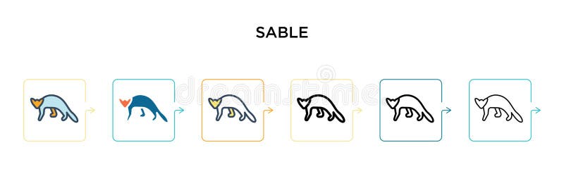 Sable Vector Icon in 6 Different Modern Styles. Black, Two Colored ...