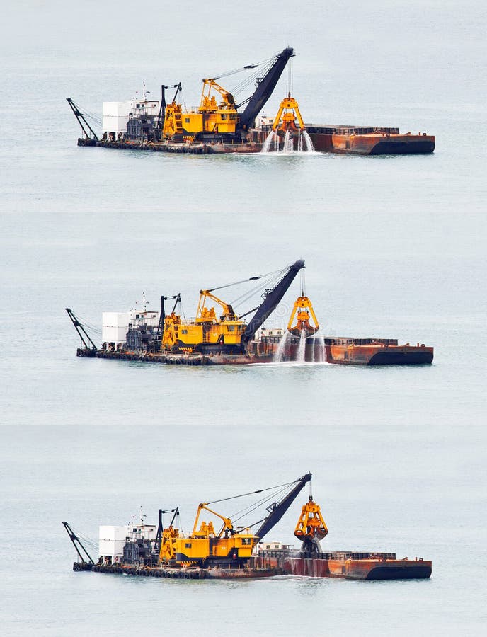 Sablez le dragage en Asie. photo stock. Image du dragueur - 22356202