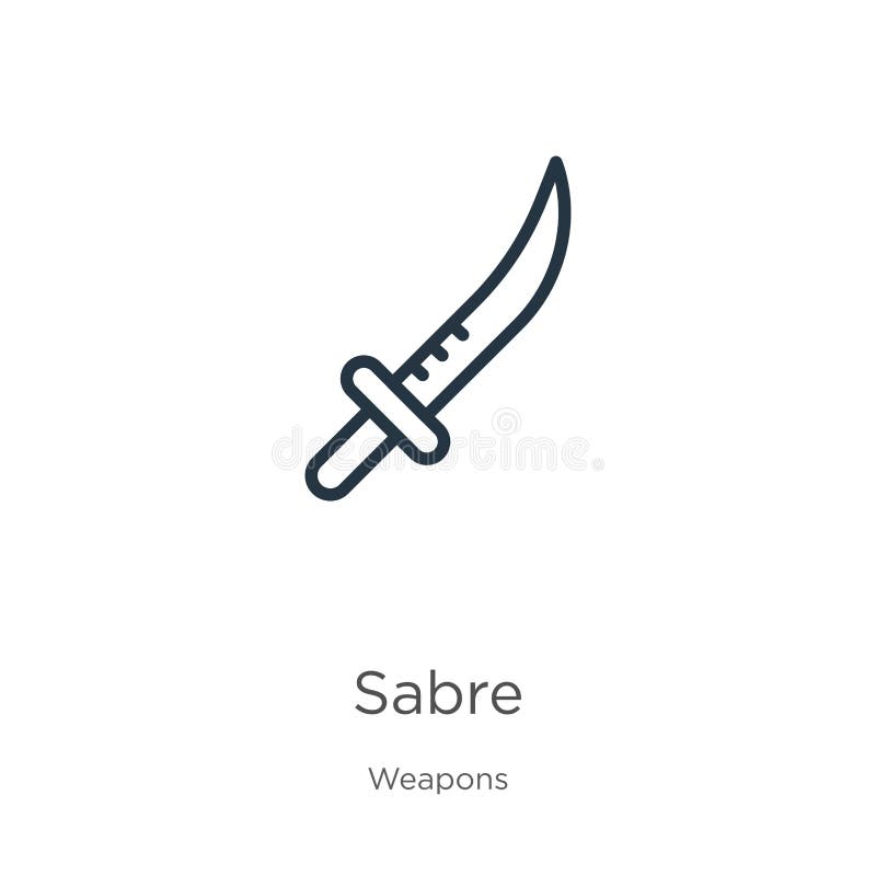 Sabre Icon. Thin Linear Sabre Outline Icon Isolated on White Background ...