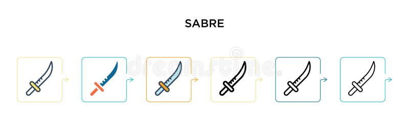 Sabre Vector Icon in 6 Different Modern Styles. Black, Two Colored ...