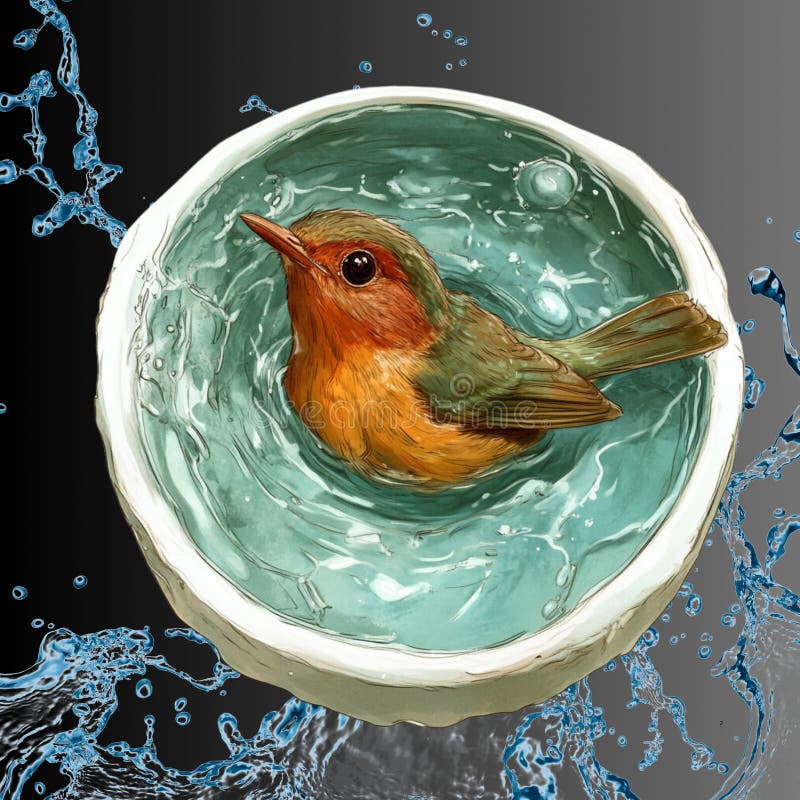A Bird is Trapped in Maya Water Stock Illustration - Illustration of ...