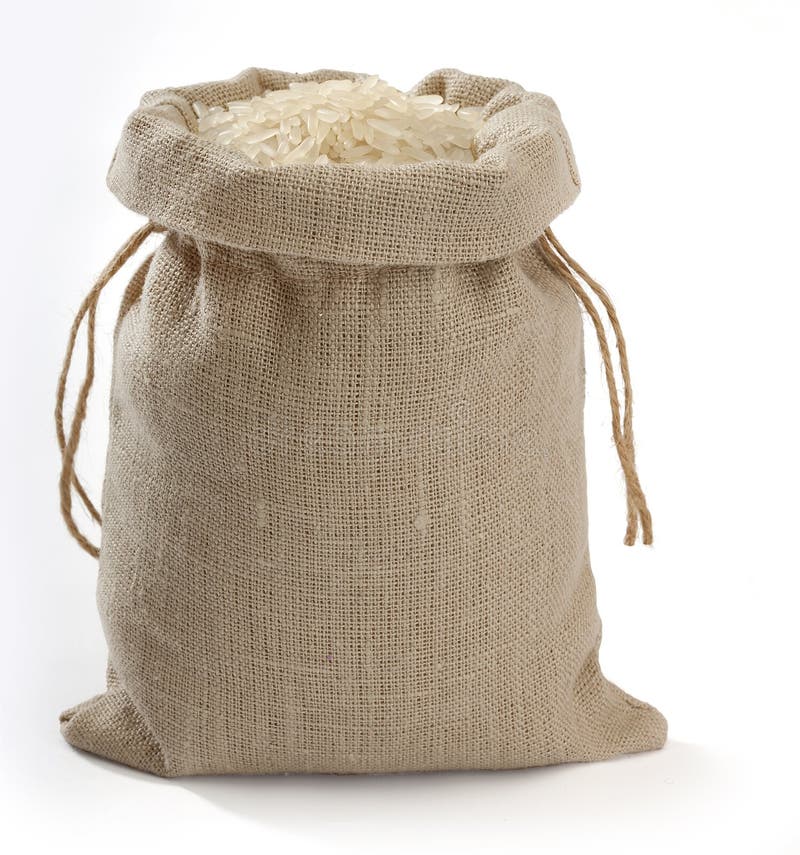 Sac avec du riz image stock. Image du isolement, hessian - 35221233