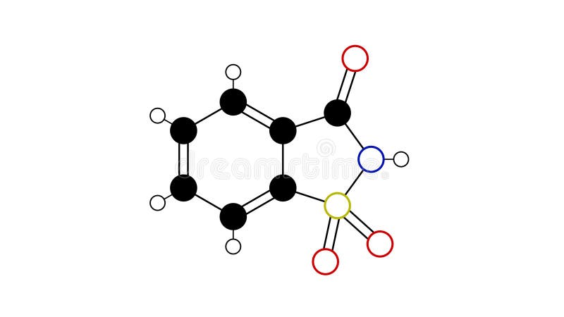 Saccharin Molecule, Structural Chemical Formula, Ball-and-stick Model ...