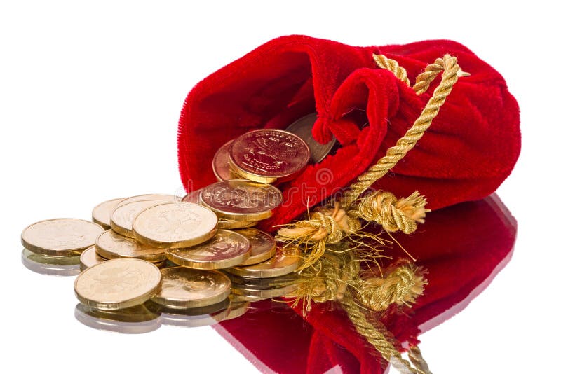 Sacchetto con le monete fotografia stock. Immagine di valuta - 56495680