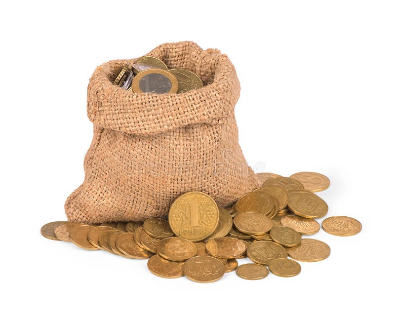 Sacchetto con monete fotografia stock. Immagine di buon - 75518810