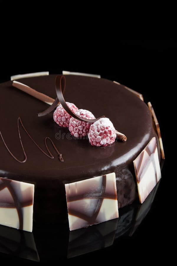 Sacher Cake Decorated with Raspberries Stock Image - Image of cake ...