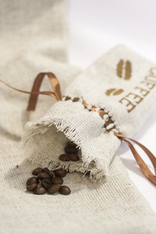 Sachet with Embroidery Stitch with Coffee Beans Stock Photo - Image of ...
