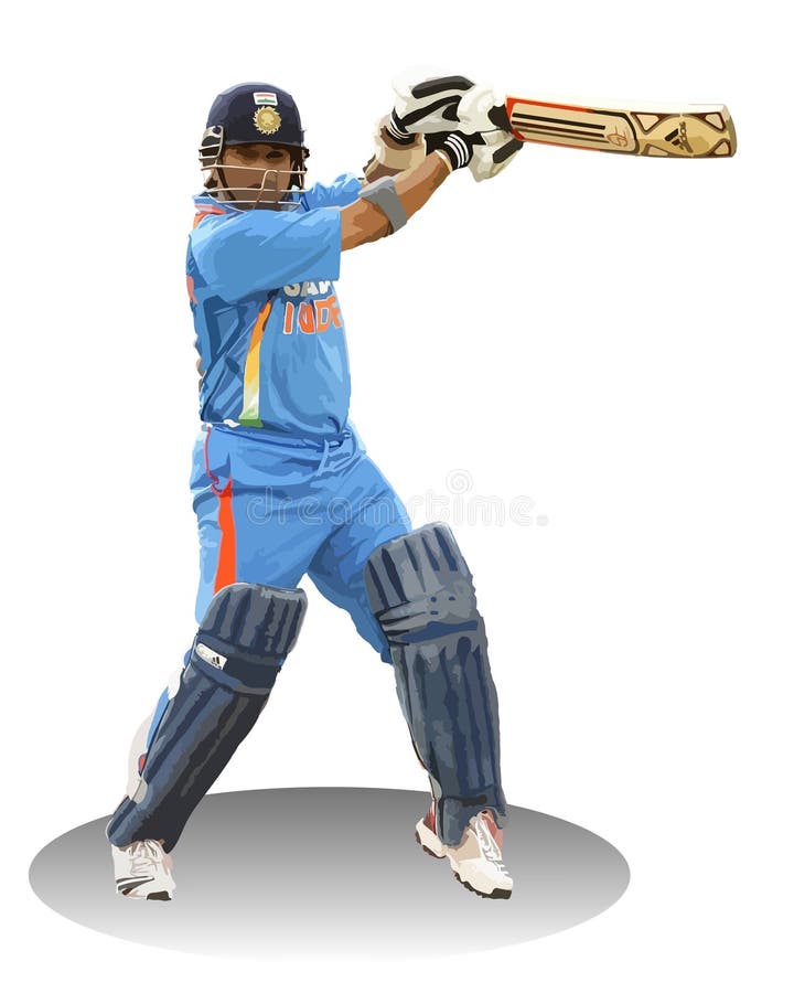 Sachin Tendulkar Indian Cricketer Vector Illustration Editorial Image ...