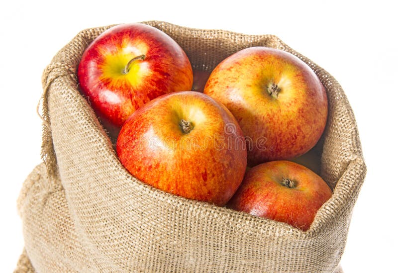 A sack with apples stock photo. Image of nutrition, market - 104397154
