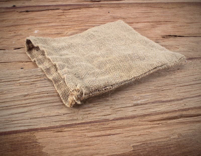 Sack Bag on the Wooden Floor Stock Photo - Image of lumber, natural ...