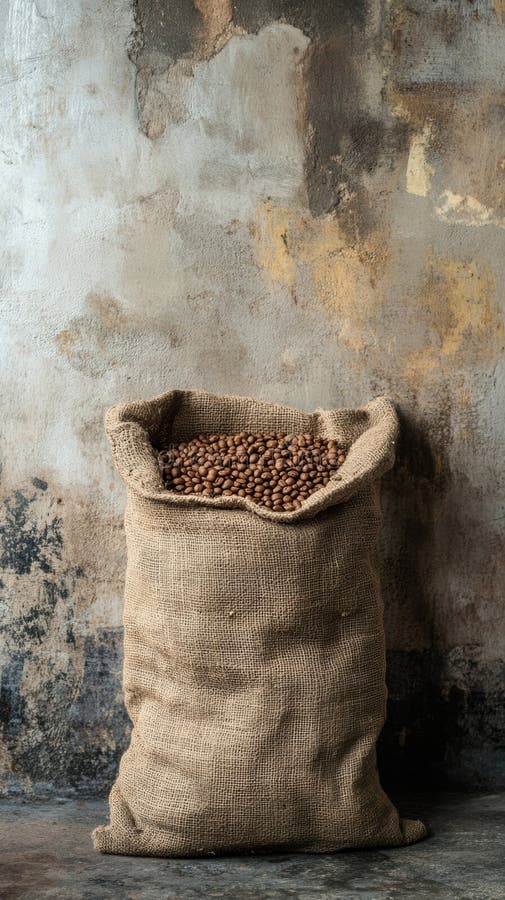 A Sack of Beans Sitting on a Concrete Floor Next To an Old Wall, AI ...