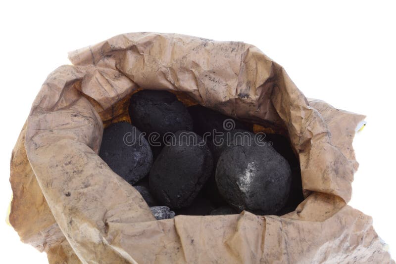 Sack, Beutel Trennte Kohle, Kohlenstoffnuggets Stockbild - Bild von ...