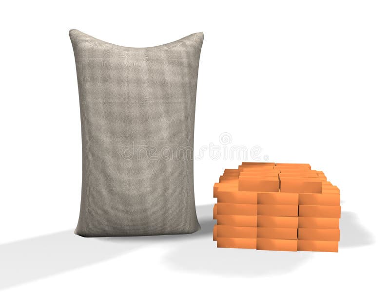 Sack and bricks stock illustration. Illustration of object - 14910029