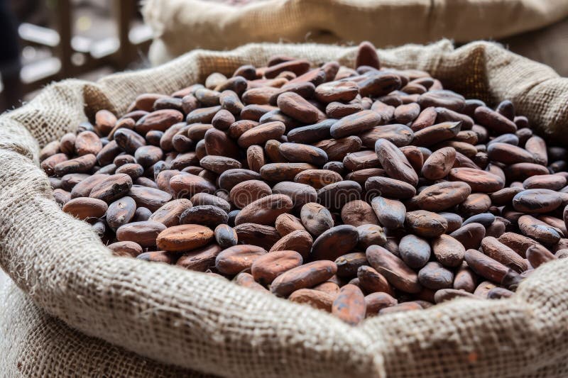 Sack of Cocoa Beans Ready for Transport Stock Image - Image of ...