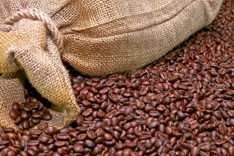 Burlap Sacks with Coffee Beans Stock Image - Image of storage, canvas ...