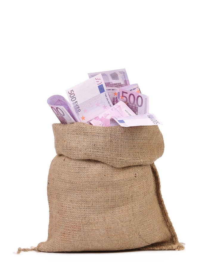 Sack with euro money stock image. Image of object, expensive - 23539685