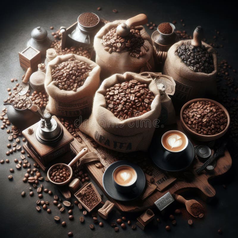 Sack of Fresh Coffee Beans for a Great Start Stock Illustration ...